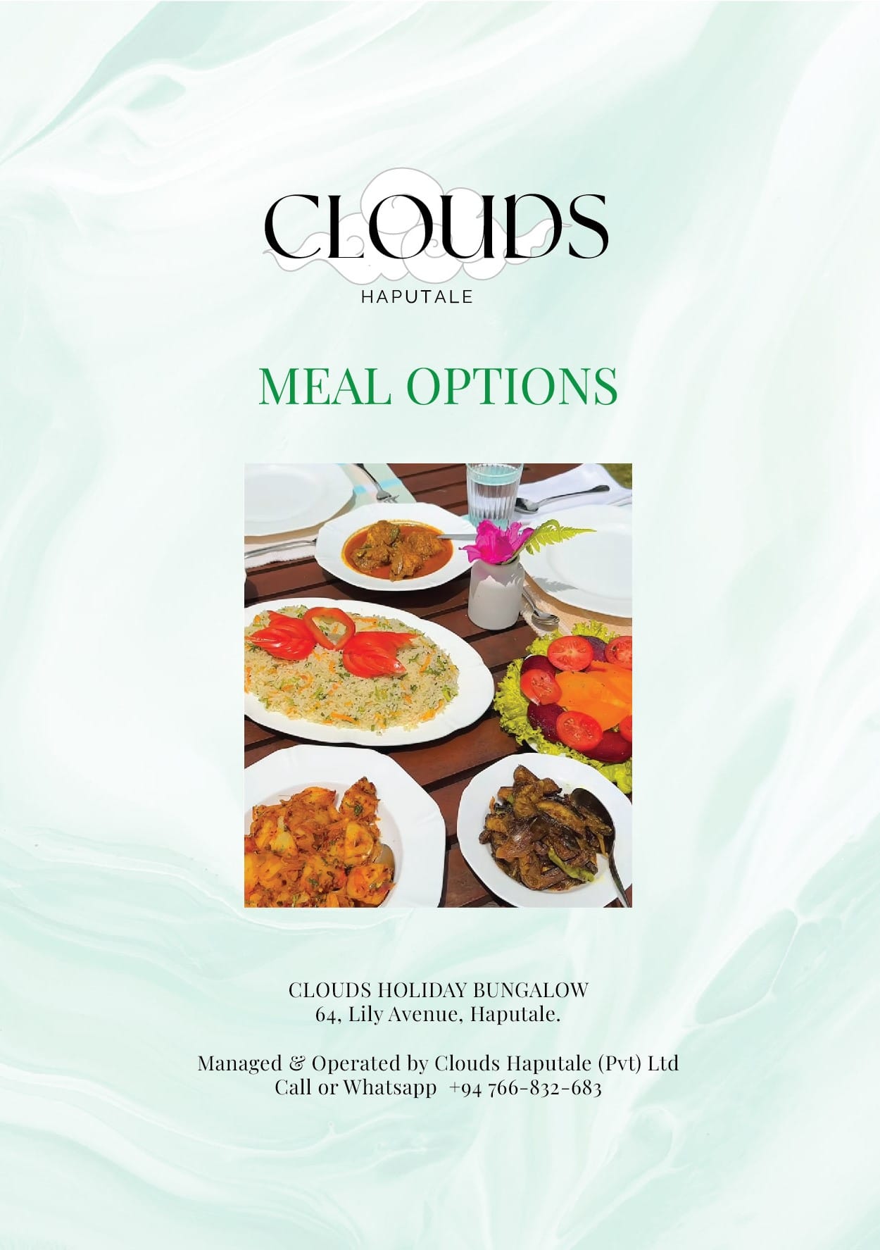 Set Menu – Clouds Holiday Bungalow Haputale
